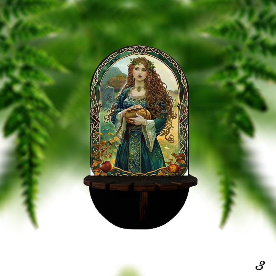 Tailtiu Shelf - Wooden Celtic Witchy Display for Candles, Crystals, and ...