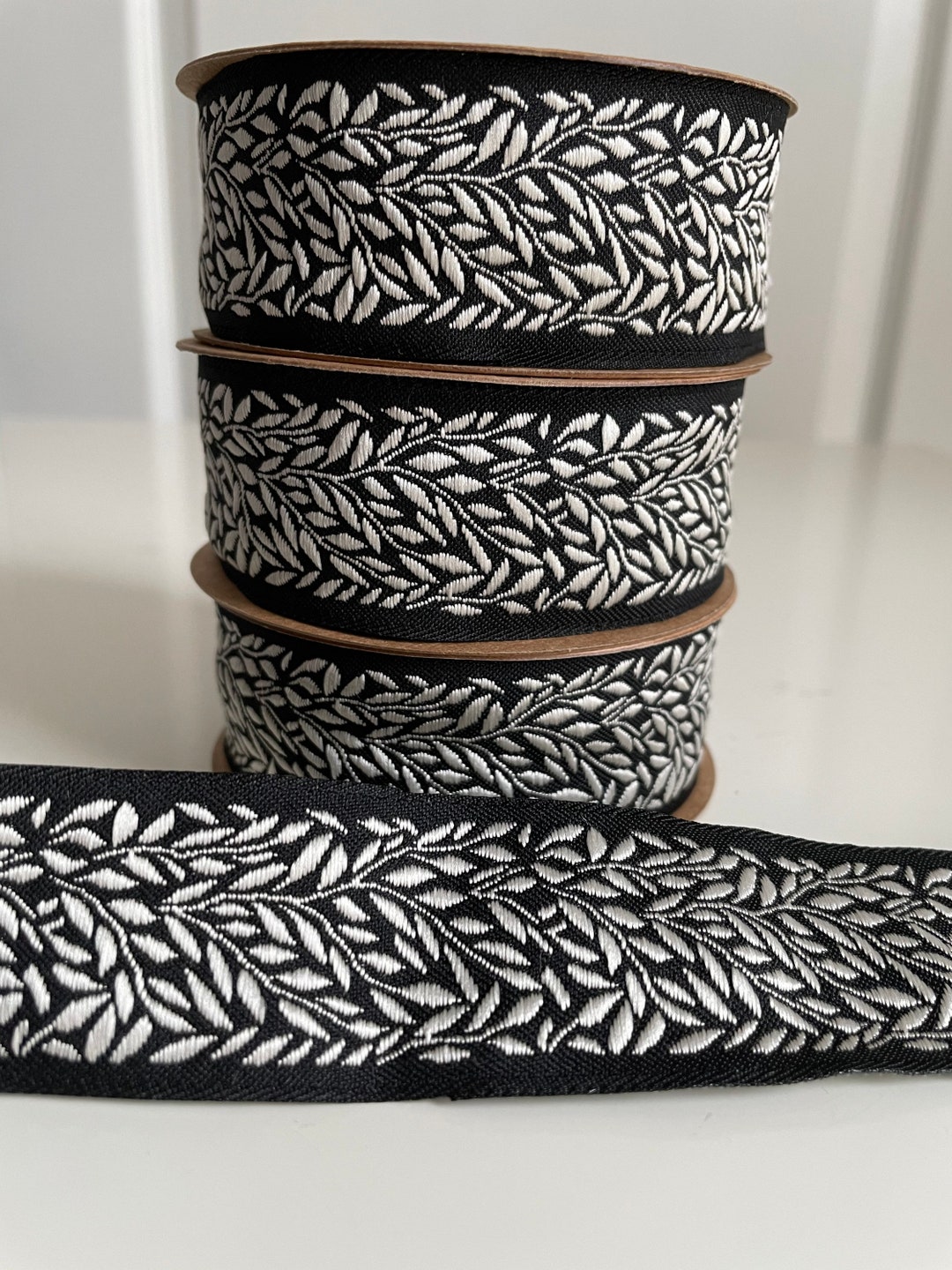 Embroidered Ribbon, Jacquard Braid, Embroidered Braid With Leaf Spiral ...