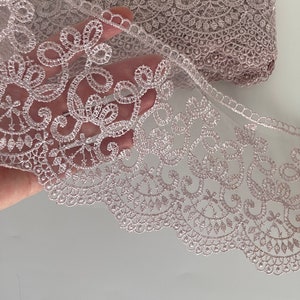 Pink Embroidered Lace, Old Pink/lilac Lace, Scalloped Lace on One Side ...