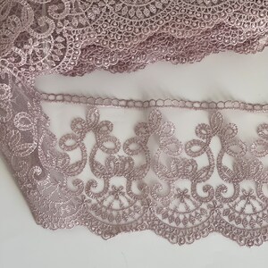 Pink Embroidered Lace, Old Pink/lilac Lace, Scalloped Lace on One Side ...
