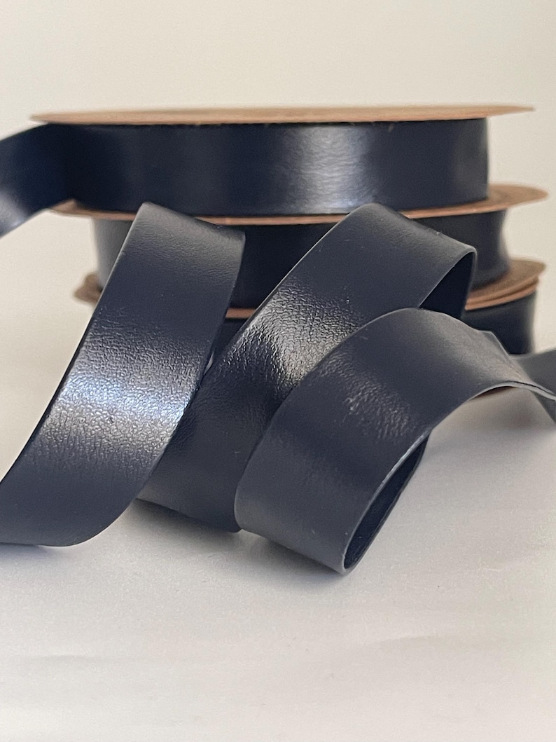 Dark Marine Faux Leather Bias Tape Faux Leather Bias Tape 20 Mm Bias ...