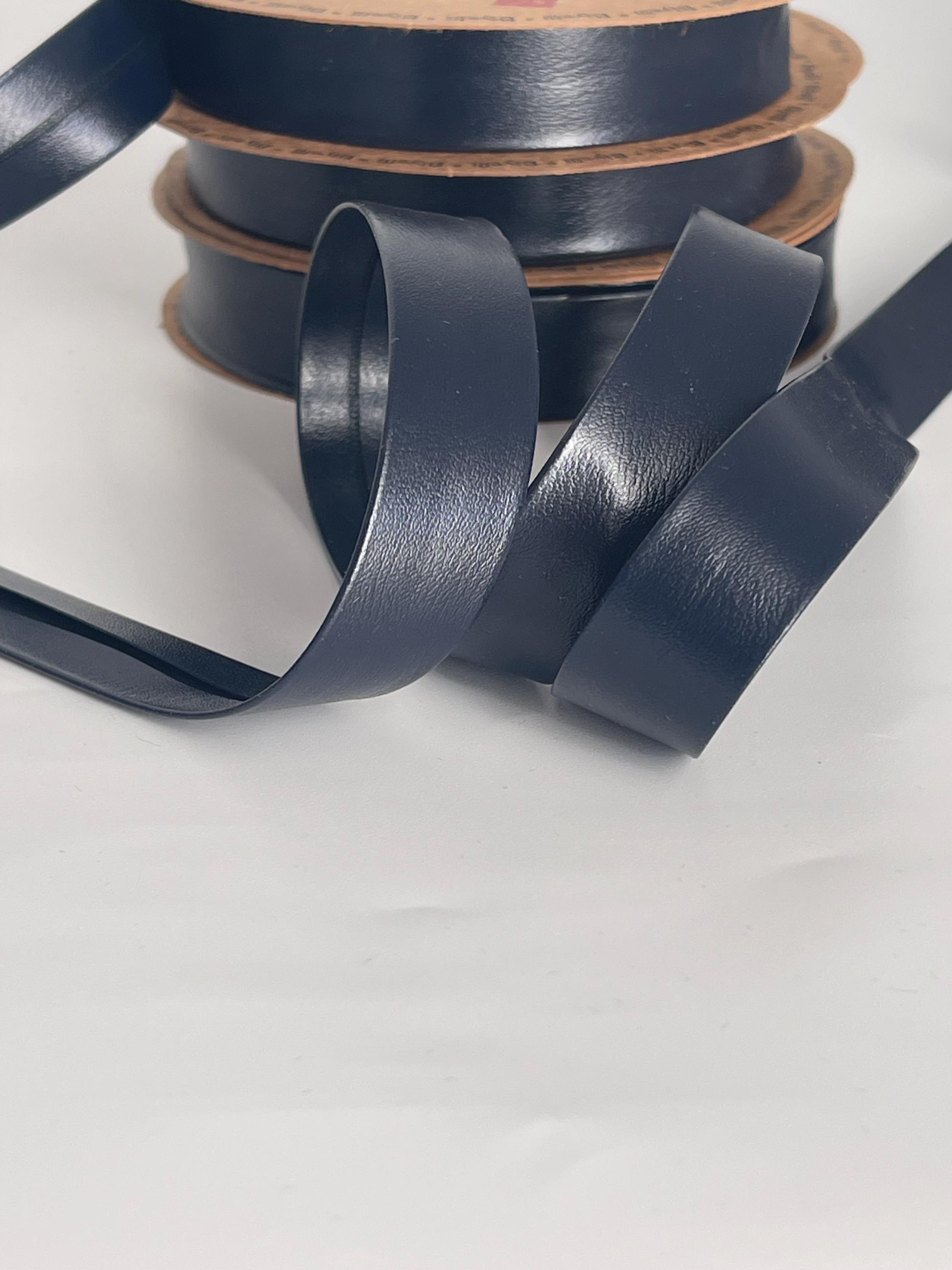 Dark Marine Faux Leather Bias Tape Faux Leather Bias Tape 20 Mm Bias ...