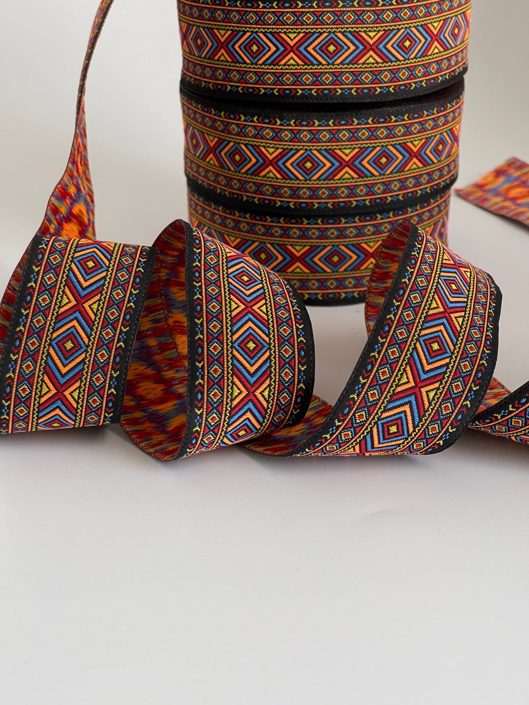 Embroidered Jacquard Braid Geometric Pattern Woven Ribbon Jacquard ...