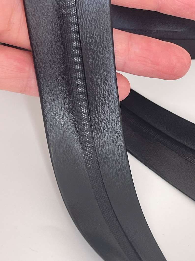 Black Faux Leather Bias Tape 30 Mm Faux Leather Bias Tape 1 Meter Bias ...