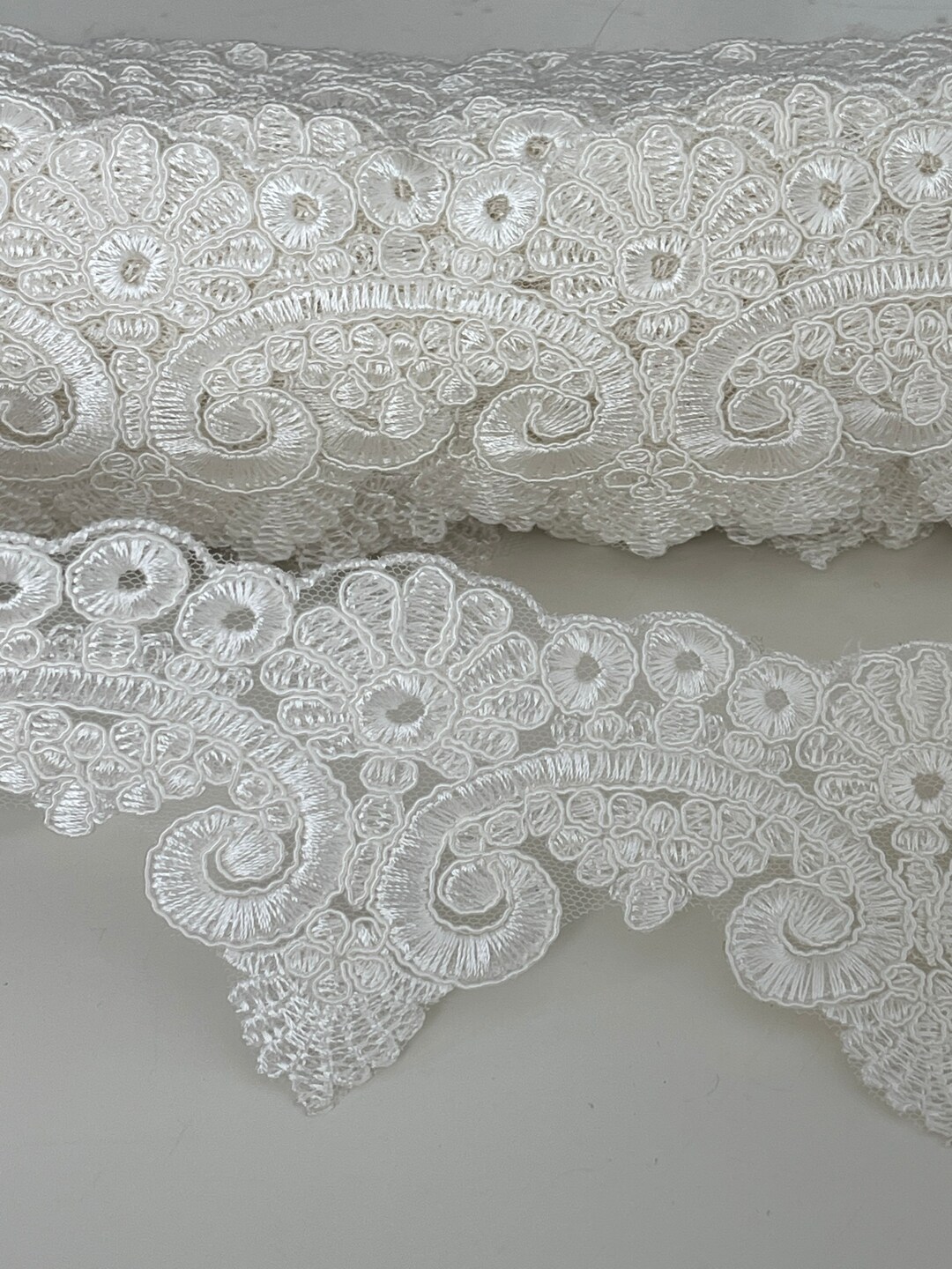 Off-white Embroidered Lace, Thick Lace, Lace - Etsy
