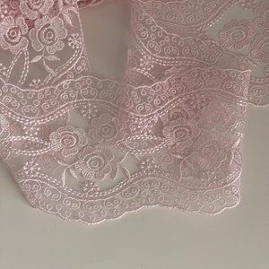 Pastel Pink Scalloped Embroidered Lace Double-sided Scalloped Lace ...