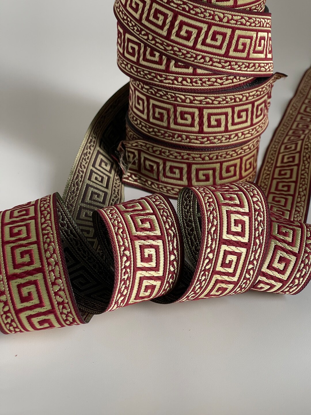 Medieval Embroidered Jacquard-style Braid With Greek Key Motif, 35mm ...