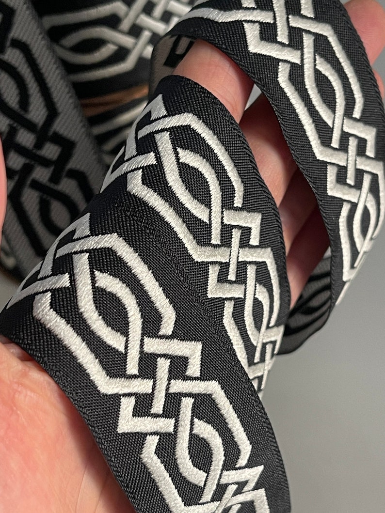 Medieval Ribbon With Black and Grey Celtic Braid Pattern, 35mm Wide ...