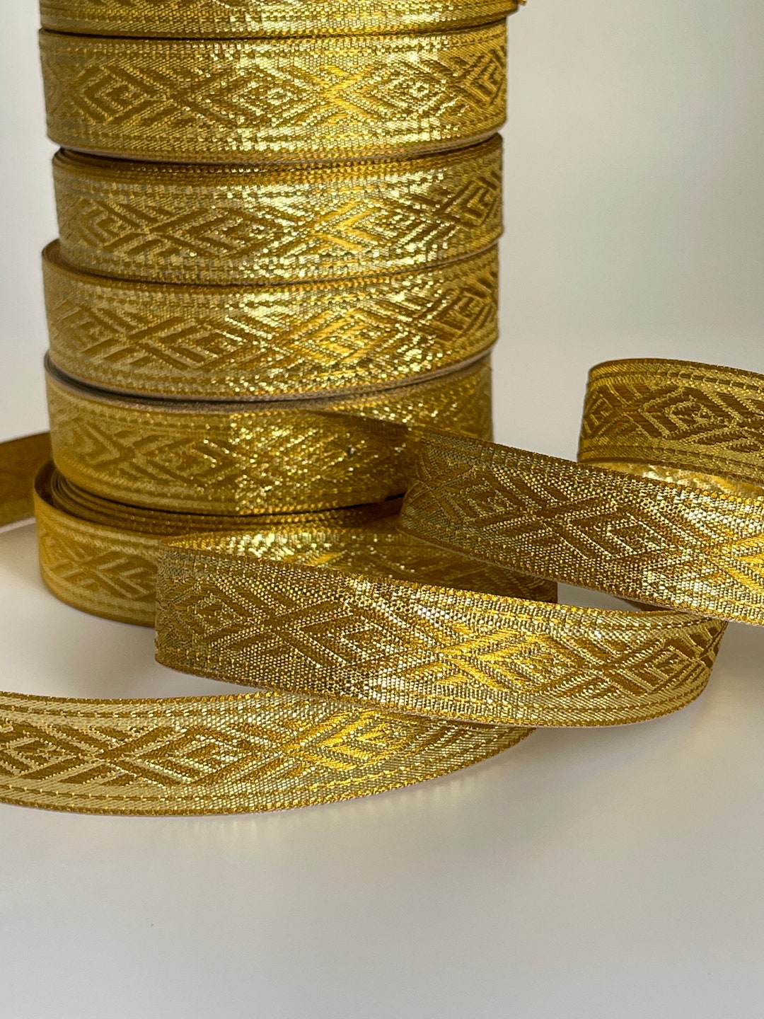 Gold Lurex Ribbon 20 Mm Silver Lurex Braid Geometric Pattern Lurex ...