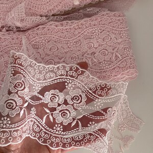 Pastel Pink Scalloped Embroidered Lace Double-sided Scalloped Lace ...