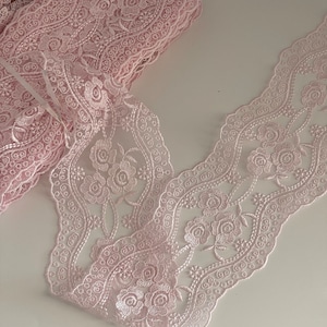 Pastel Pink Scalloped Embroidered Lace Double-sided Scalloped Lace ...