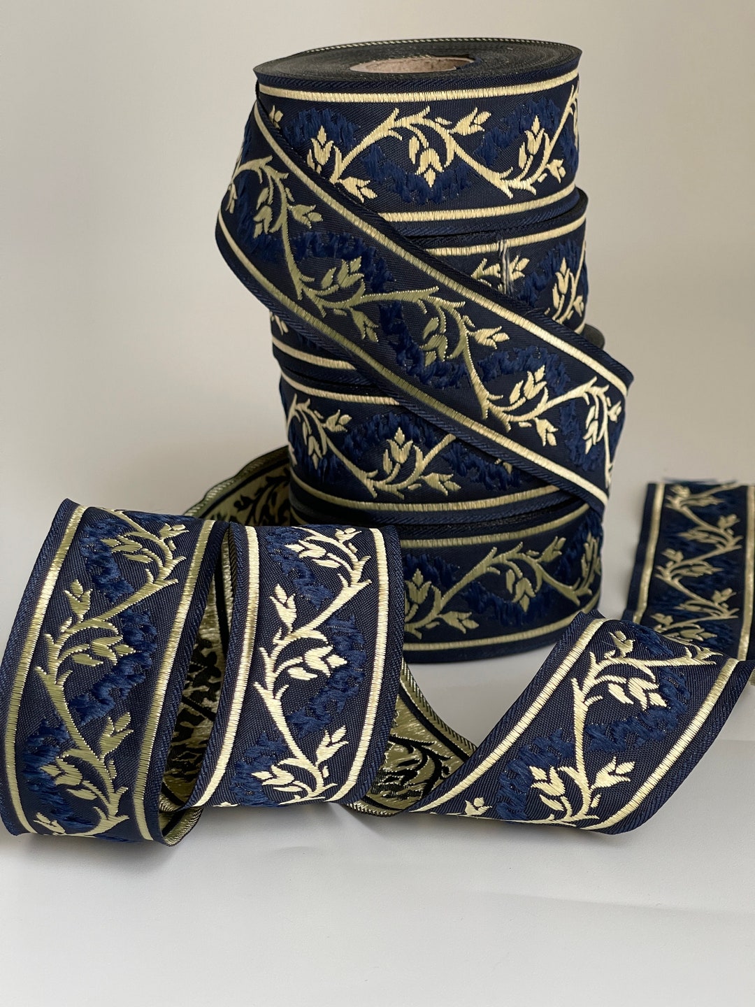 35mm Jacquard Embroidered Braid With Floral Stem Motif, Theatrical ...