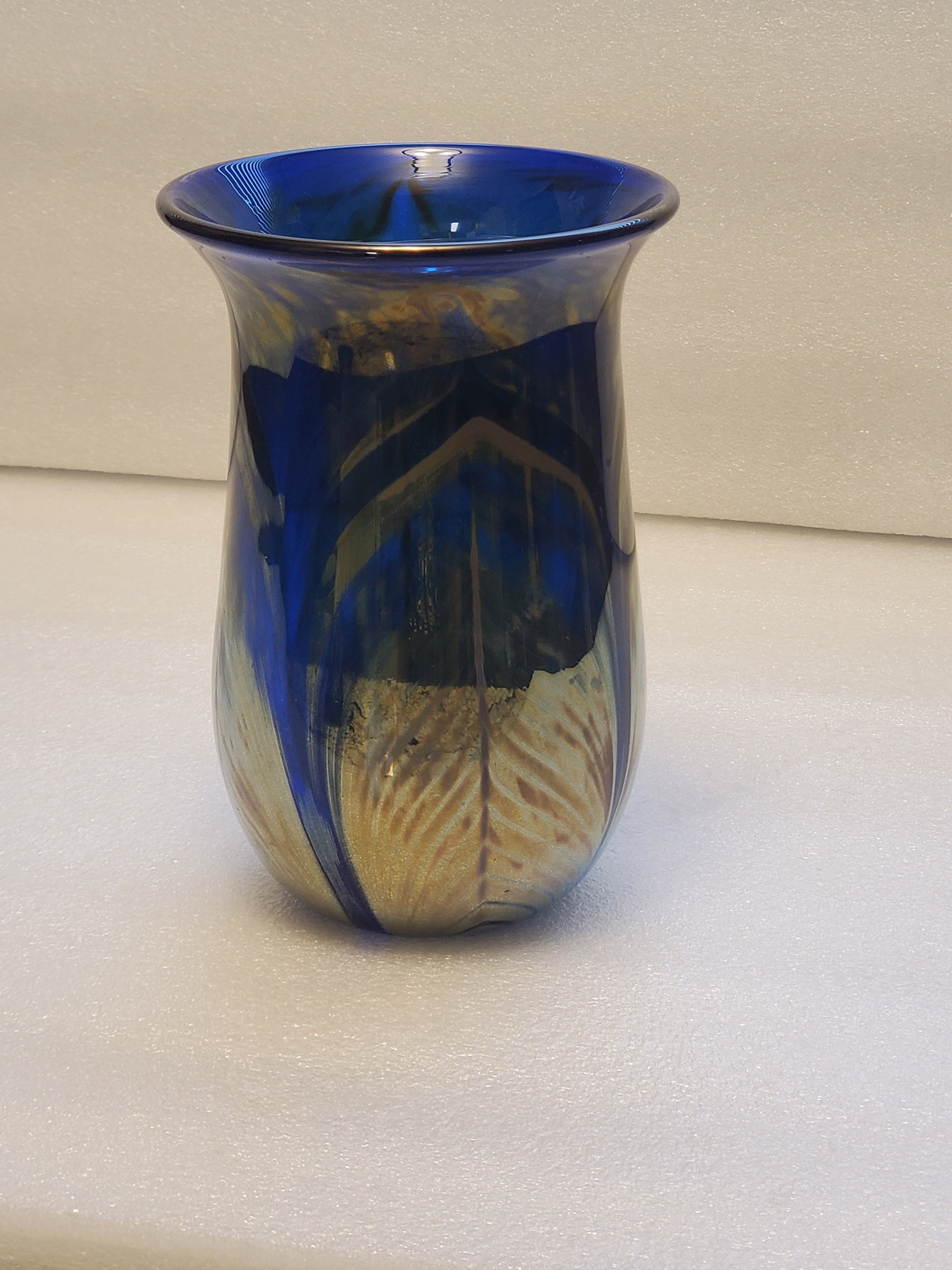 Signed Roger Roland Pulled Feather Art Glass Vase Iridescent Aurene - Etsy