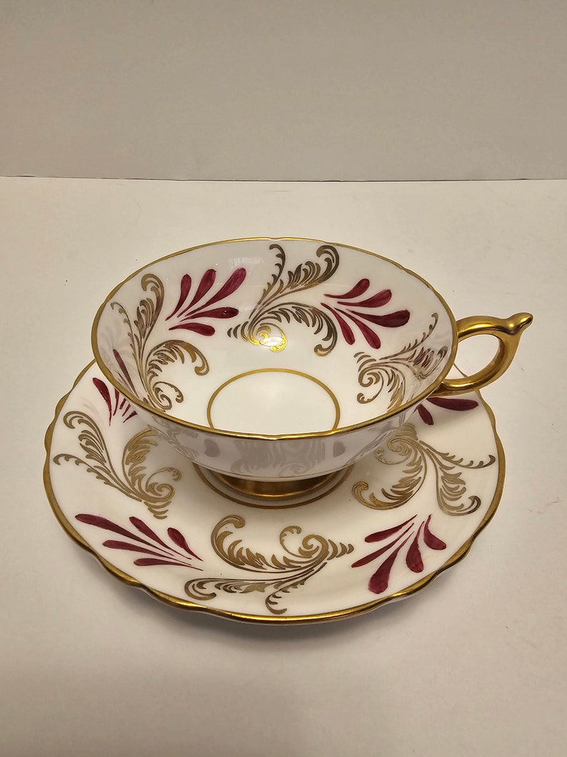 Vintage Paragon Gold and Red Leaves Teacup and Saucer - Etsy