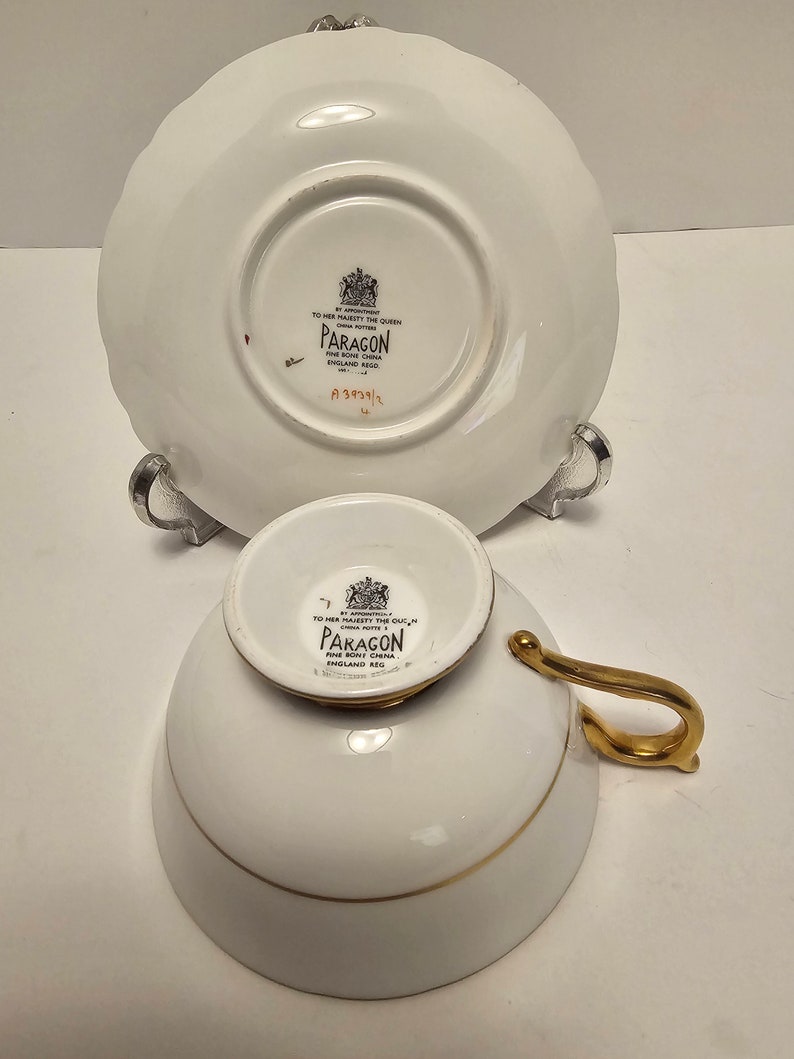 Vintage Paragon Gold and Red Leaves Teacup and Saucer - Etsy