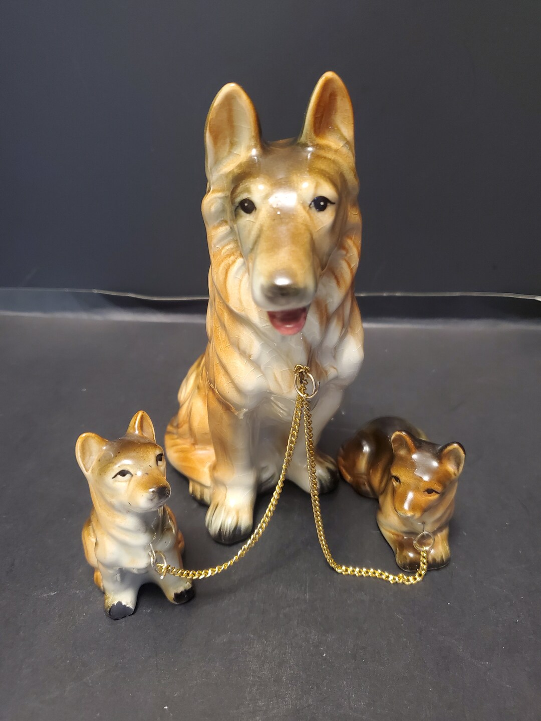 Large Vintage Ceramic Shepard and Puppies Figurine Made in Japan - Etsy