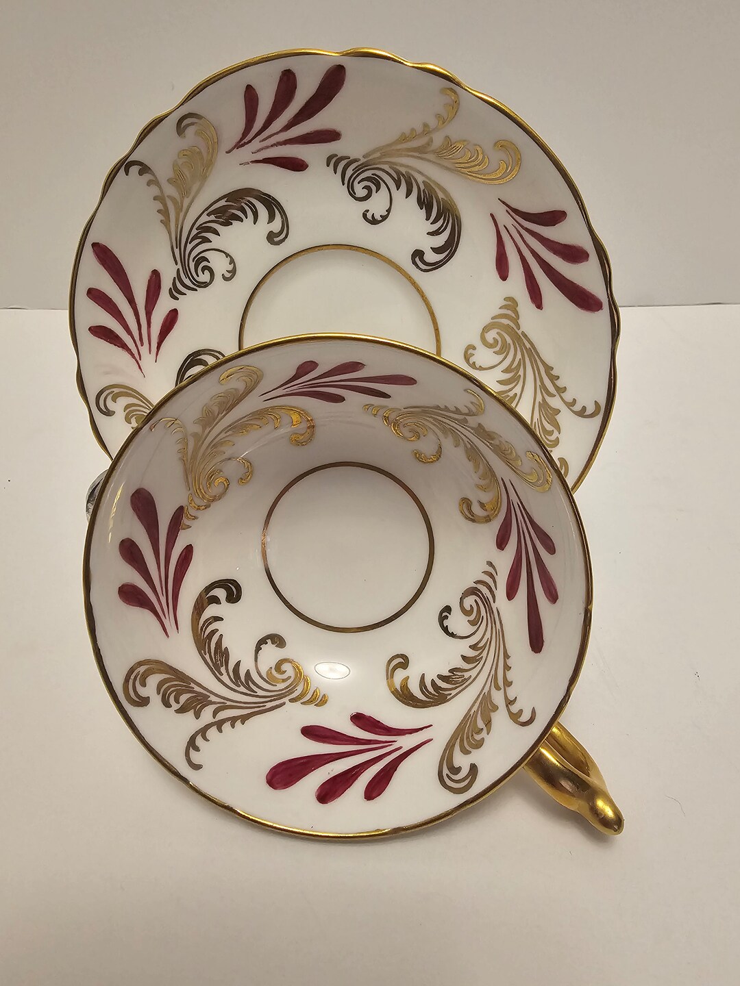 Vintage Paragon Gold and Red Leaves Teacup and Saucer - Etsy