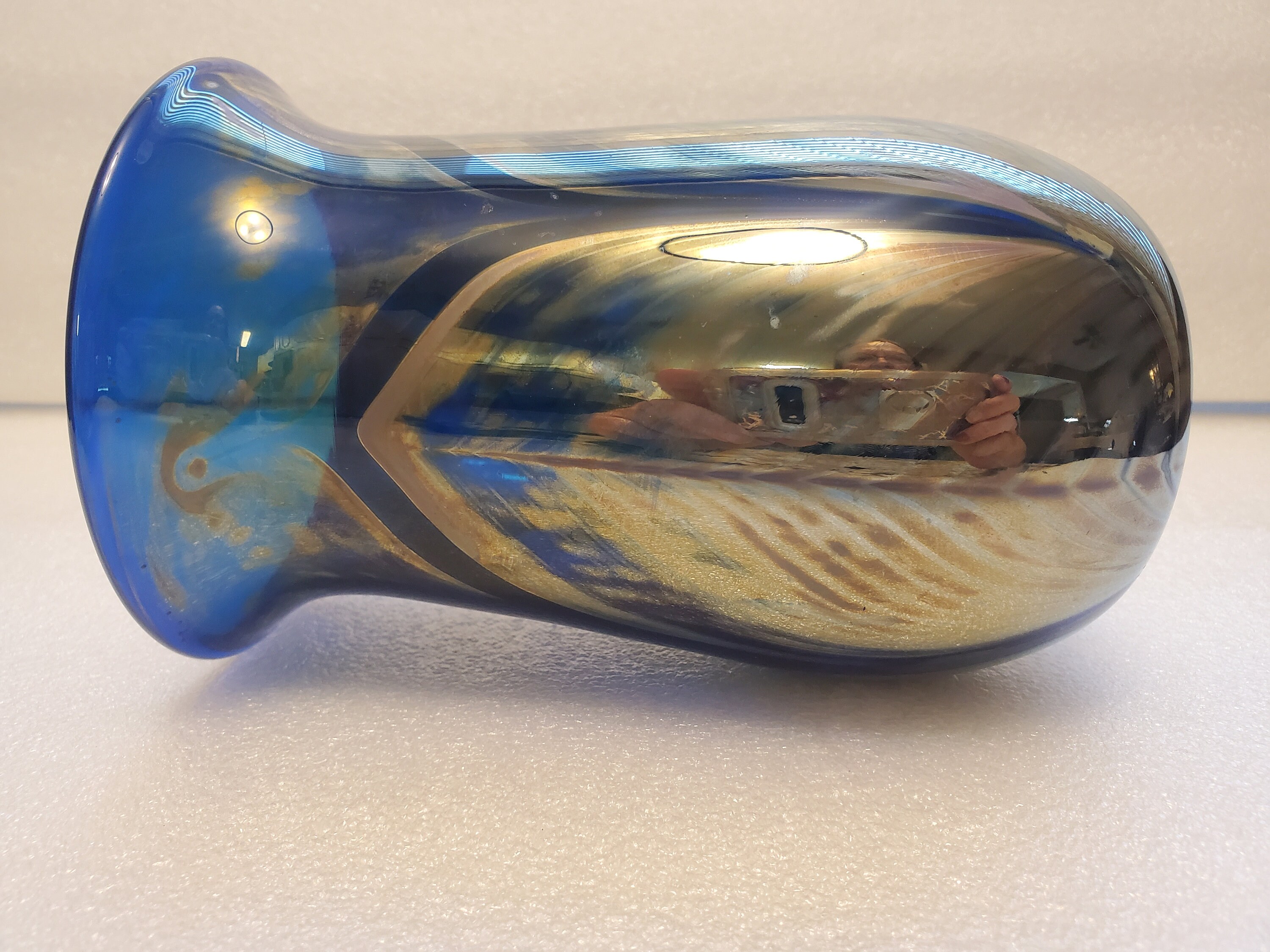 Signed Roger Roland Pulled Feather Art Glass Vase Iridescent - Etsy