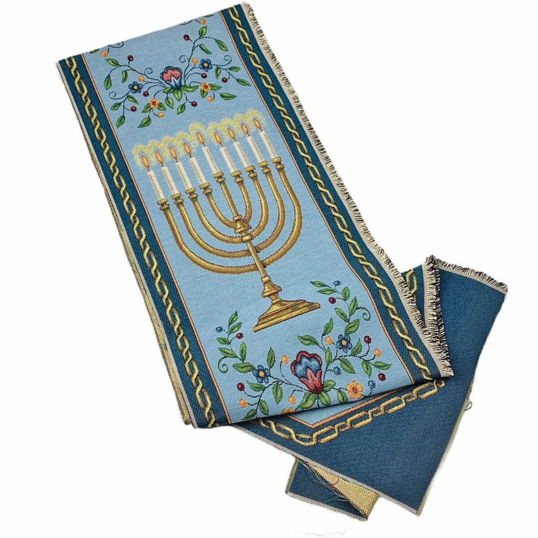 Festival of Lights Hanukkah 90in Crafters Unfinished Tapestry Runner ...