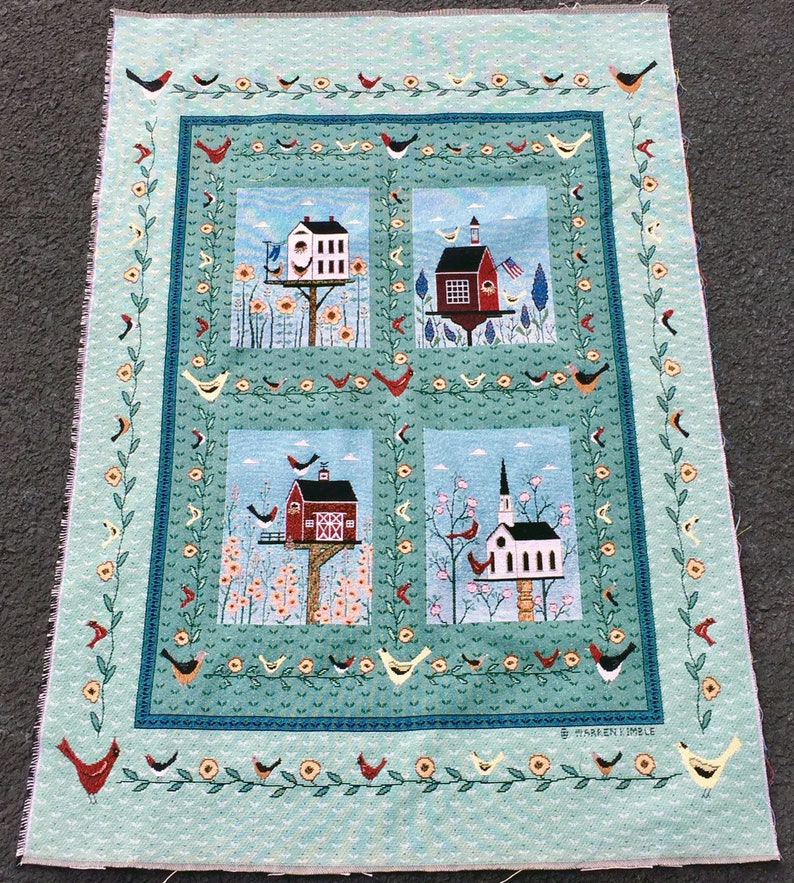 Warren Kimble Birdhouses Barn Church Crafters Unfinished Tapestry ...