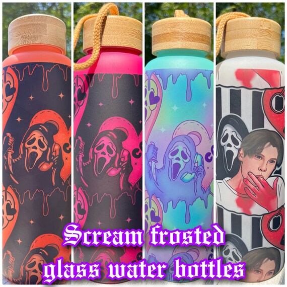 Orange Ghostface Frosted Glass Water Bottle | Etsy