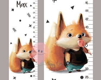 Fox Growth Chart Woodland Height Chart Fox Nursery Gift Shower | Etsy