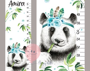 Panda and Bamboo Growth Chart Kids Height Chart Panda Bear | Etsy