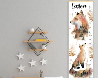 Fox Growth Chart Woodland Height Chart Fox Nursery Gift Shower or ...