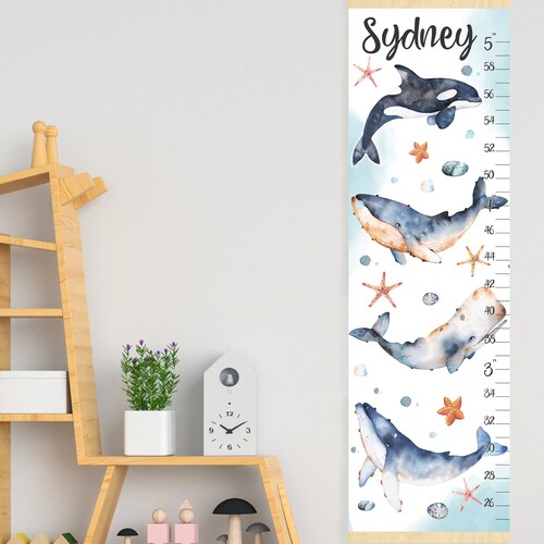 Whales Growth Chart Under the Sea Height Chart Ocean Nursery | Etsy