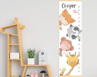 Personalised Safari Animals Height Chart, Safari Animals Growth Chart ...