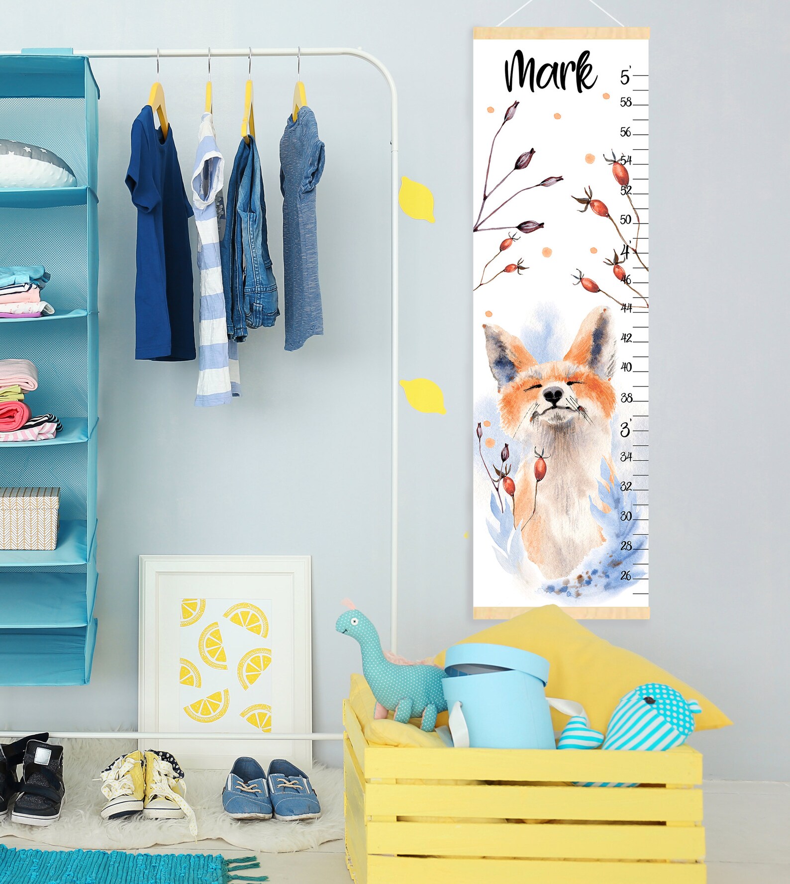 Fox Growth Chart Woodland Height Chart Fox Nursery Gift Shower | Etsy