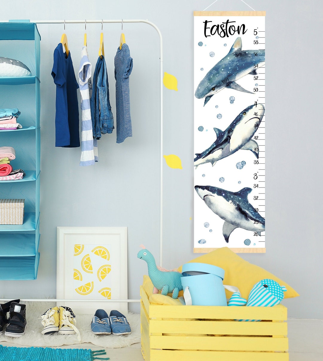 Shark Growth Chart Under the Sea Height Chart Nautical Sea Creatures ...