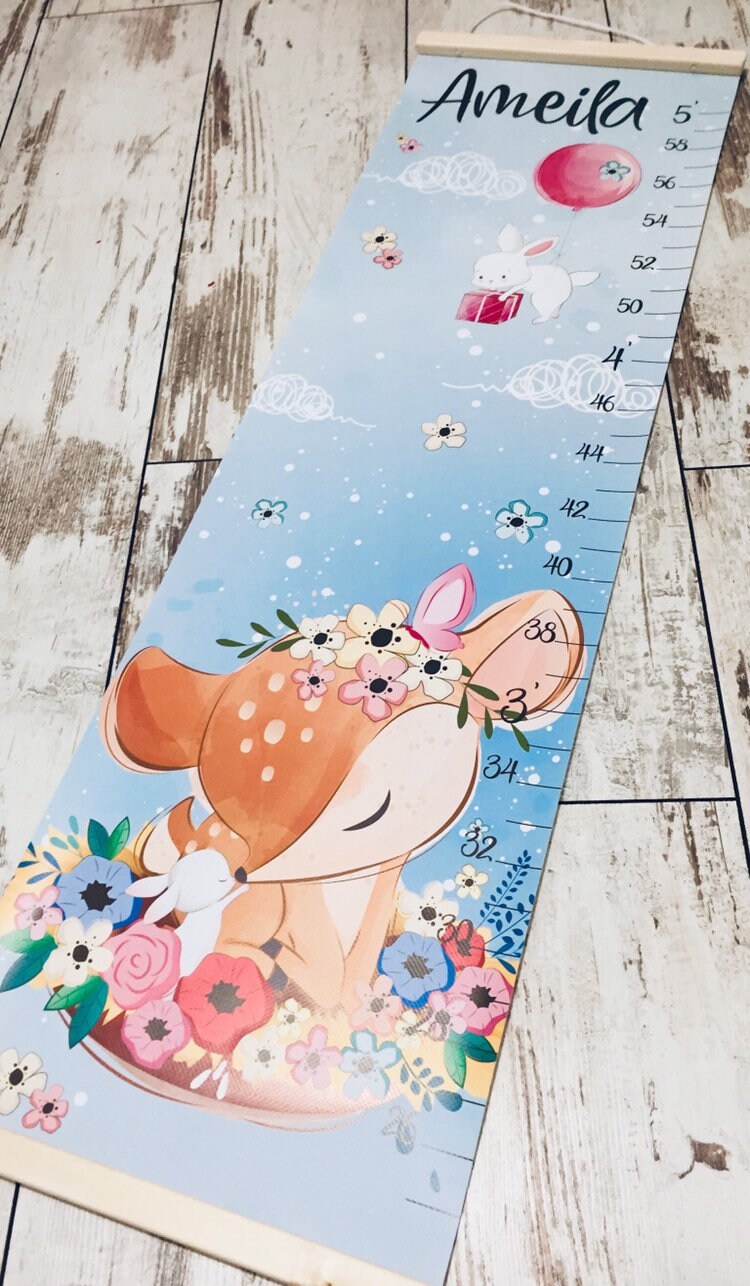 Deer Growth Chart – Woodland Nursery Canvas Wall Height Ruler - Etsy