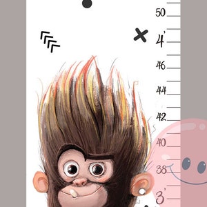 Monkey Height Chart Сhimpanzee Baby Growth Chart Safari Animals Nursery ...