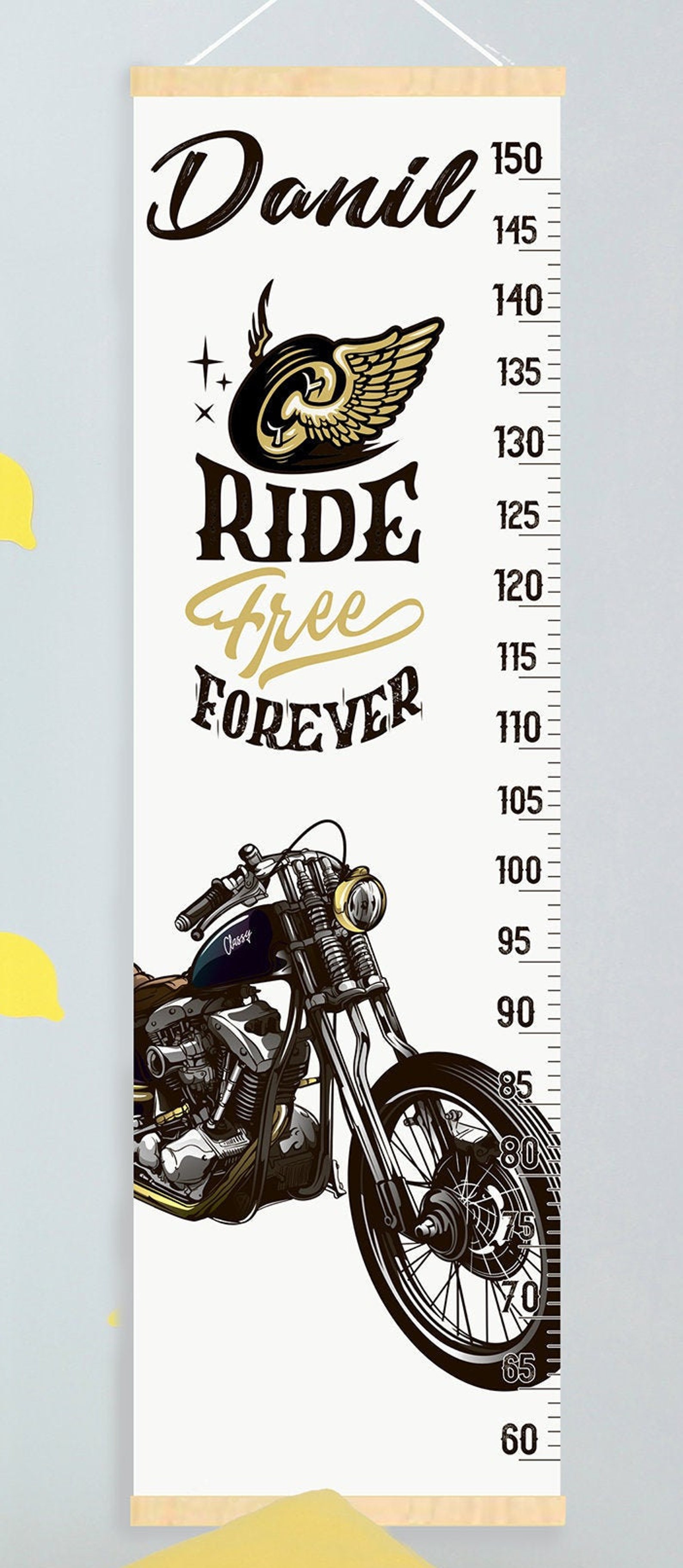 Growth Chart Motorcycle Canvas Personalized Height Chart Boy | Etsy