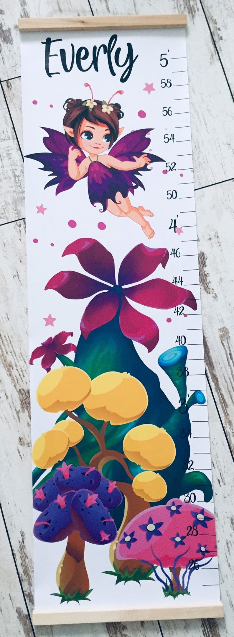 Height Chart Fairy With Magic Forest Girl Growth Chart Fairy - Etsy