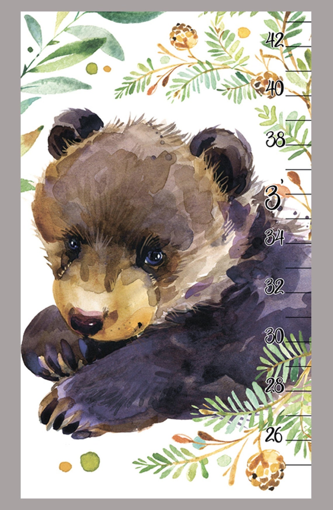 Baby Bear Growth Chart Woodland Height Chart Forest Animals - Etsy