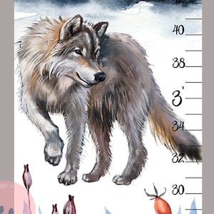 Height Chart Wolf Forest Growth Chart Wolf Nursery Decor Shower or ...
