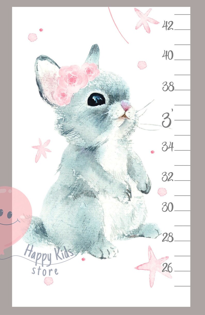 Height Chart Bunny With Balloon Rabbit Growth Chart Bunny - Etsy