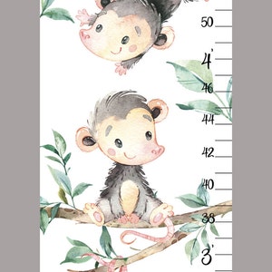 Cute Opossum Growth Chart Nursery Art Canvas Personalized Height Chart ...