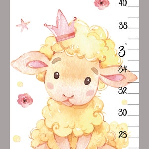 Cute Sheep Growth Chart Canvas Personalized Height Chart Lamb | Etsy