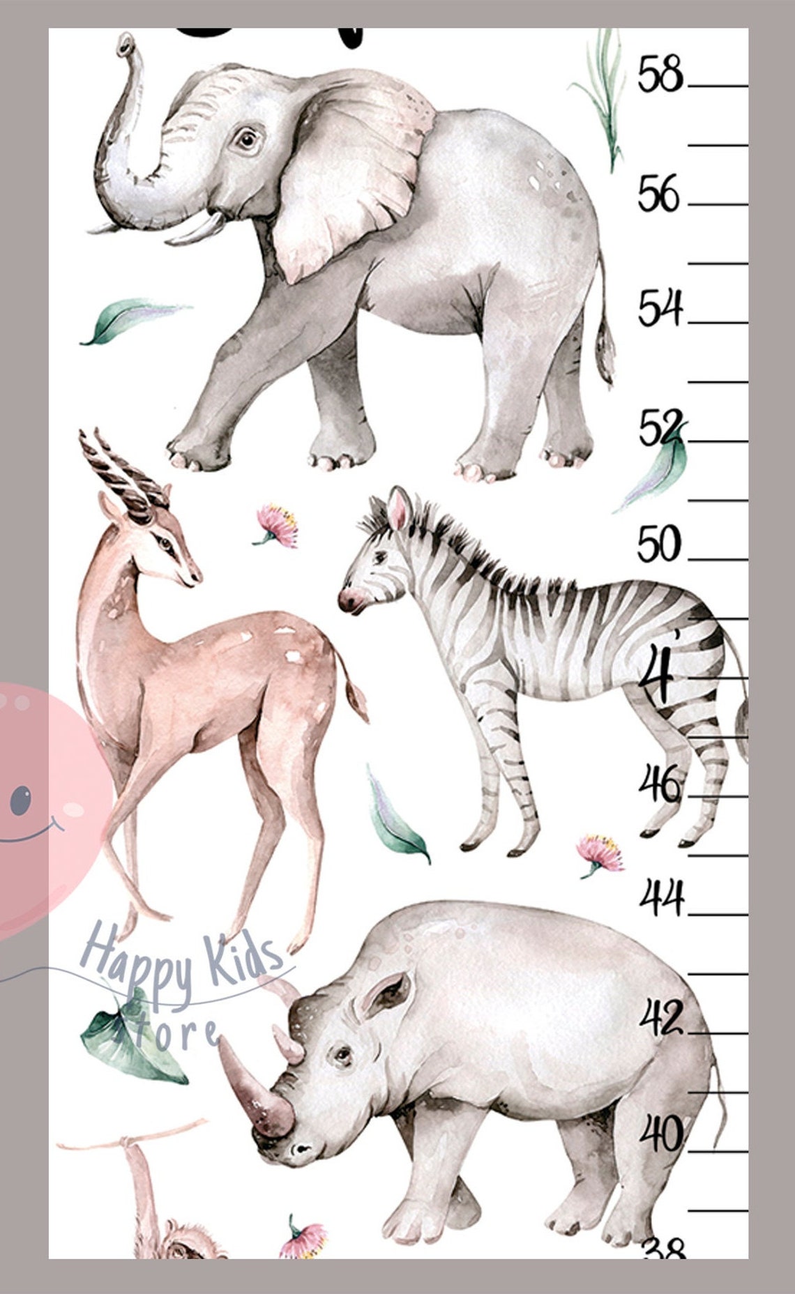 Growth Chart Safari Animals African Height Chart Jungle Theme - Etsy