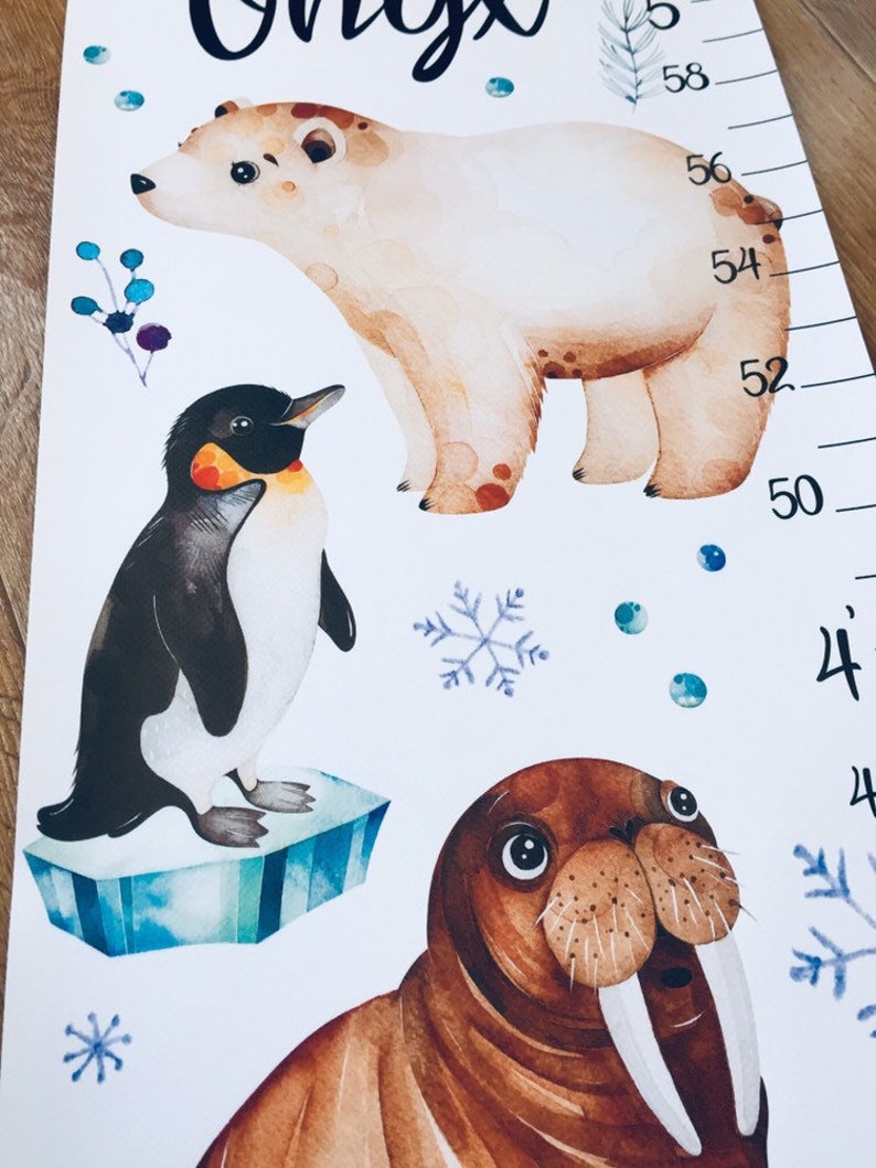 Arctic Animals Growth Chart Canvas Height Chart | Etsy