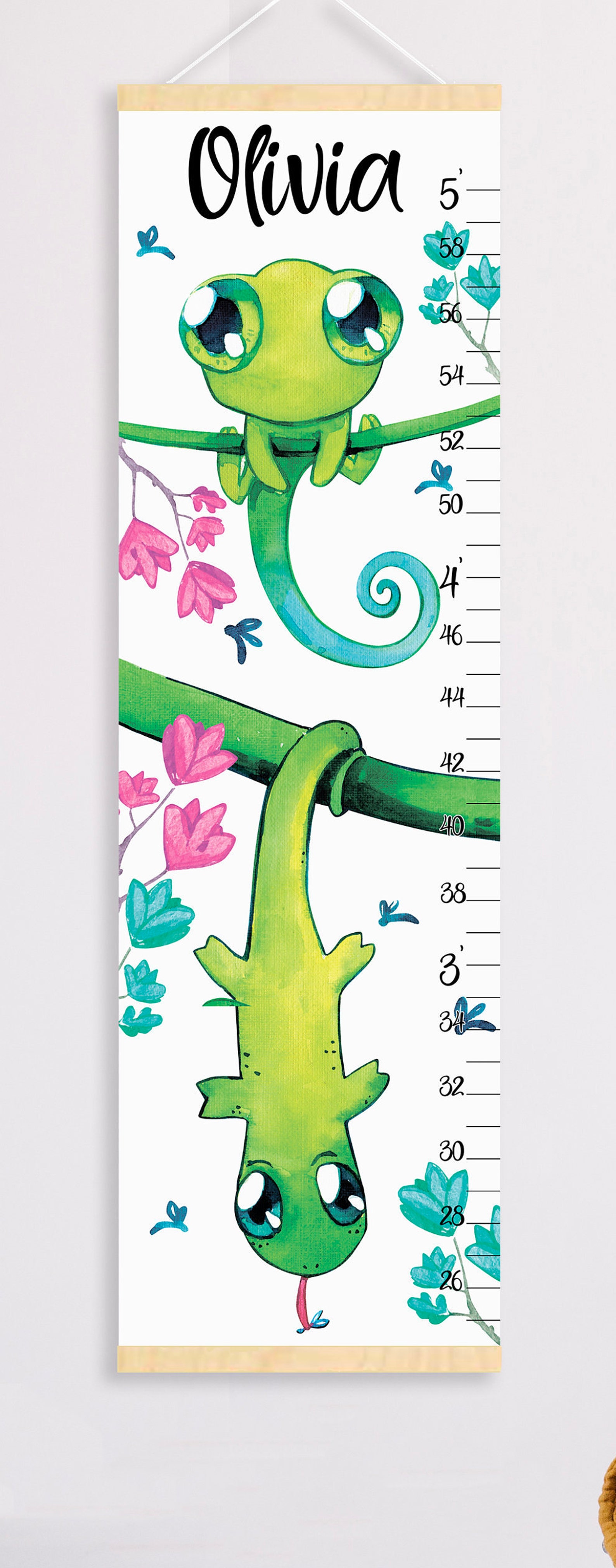 Chameleon height chart Lizards growth chart theme nursery art | Etsy