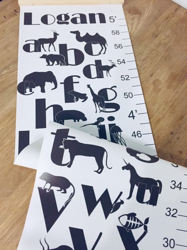 Personalized Abc's Alphabet Canvas Growth Chart Custom - Etsy