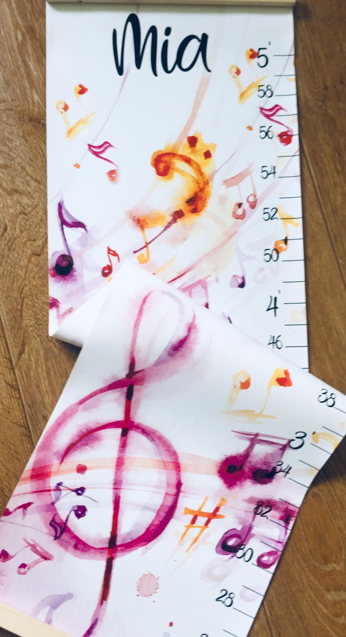 Music Notes Growth Chart Music Nursery Art Canvas Personalized - Etsy