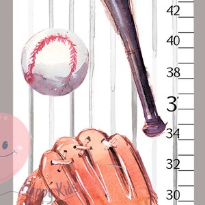 Baseball Height Chart Sports Baby Decor Boy Growth Chart Shower or ...
