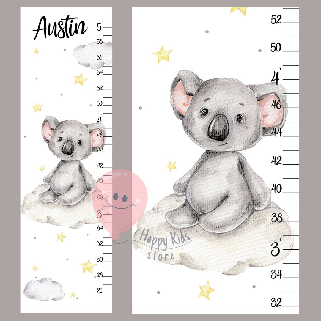 Koala Baby Growth Chart Personalized Height Chart Animals Nursery Decor ...