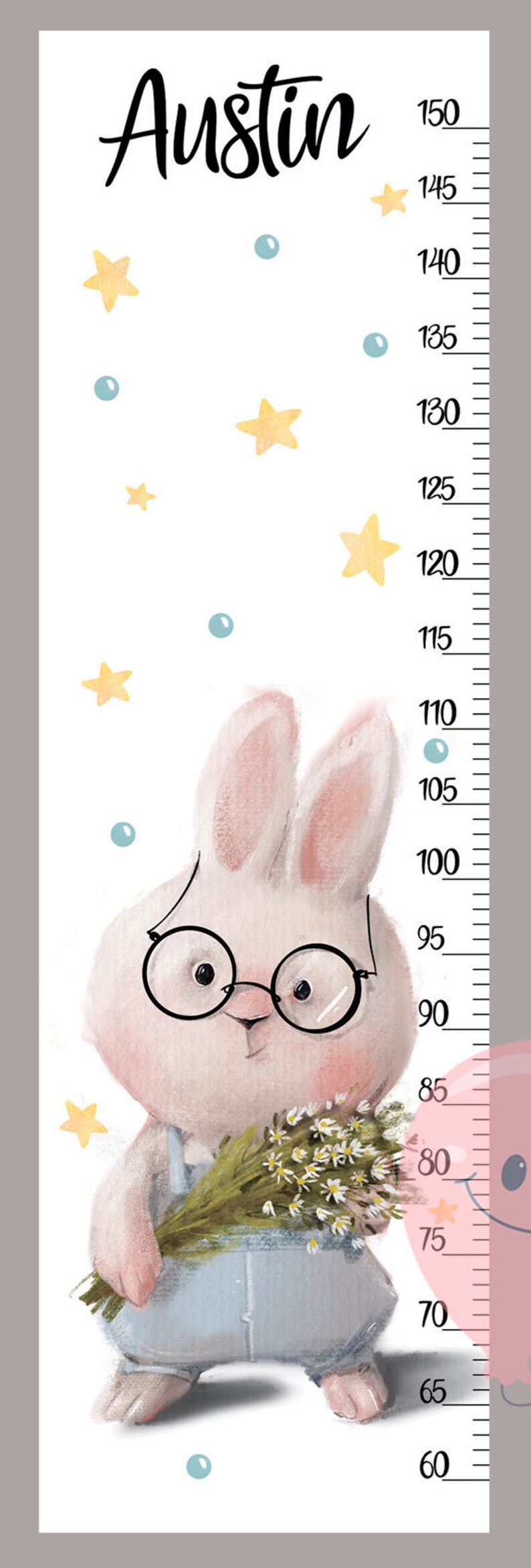 Bunny Boy/girl Height Chart Animals Growth Chart Baby Rabbit - Etsy