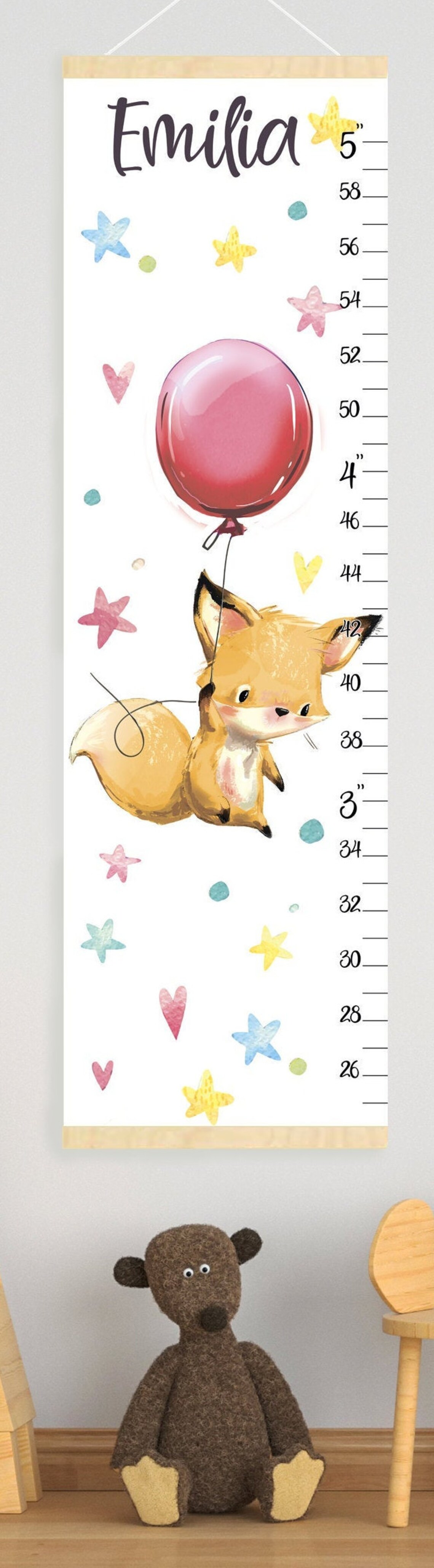 Fox Growth Chart Personalized Canvas Growth Chart Custom | Etsy